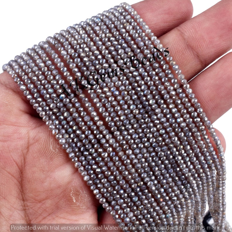 Micro Mystic Labradorite Faceted Rondelle Gemstone Beads Strand ...