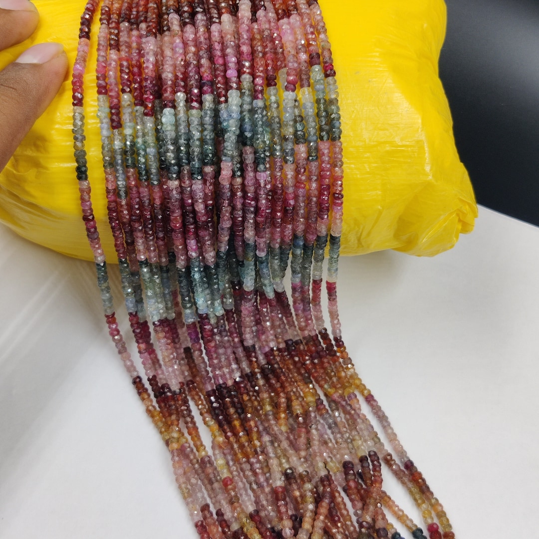 Multi Spinel Faceted Rondelle Beads Strand, Natural Spinel Gemstone ...