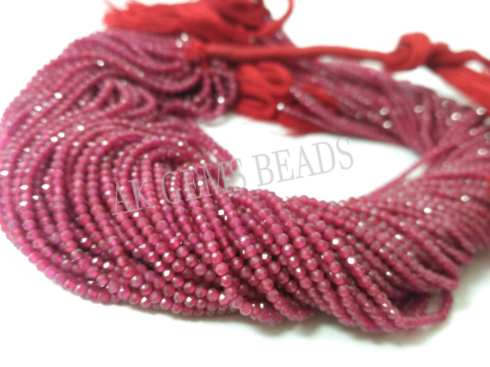 Tiny Red Spinel Faceted Rondelle Gemstone Beads Strand Micro | Etsy