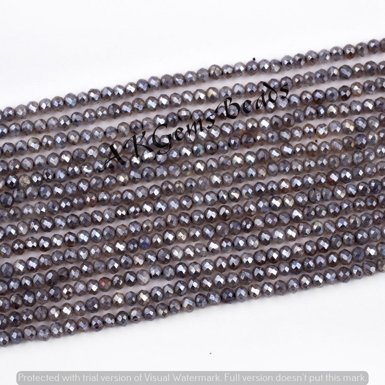 Micro Mystic Labradorite Faceted Rondelle Gemstone Beads Strand ...