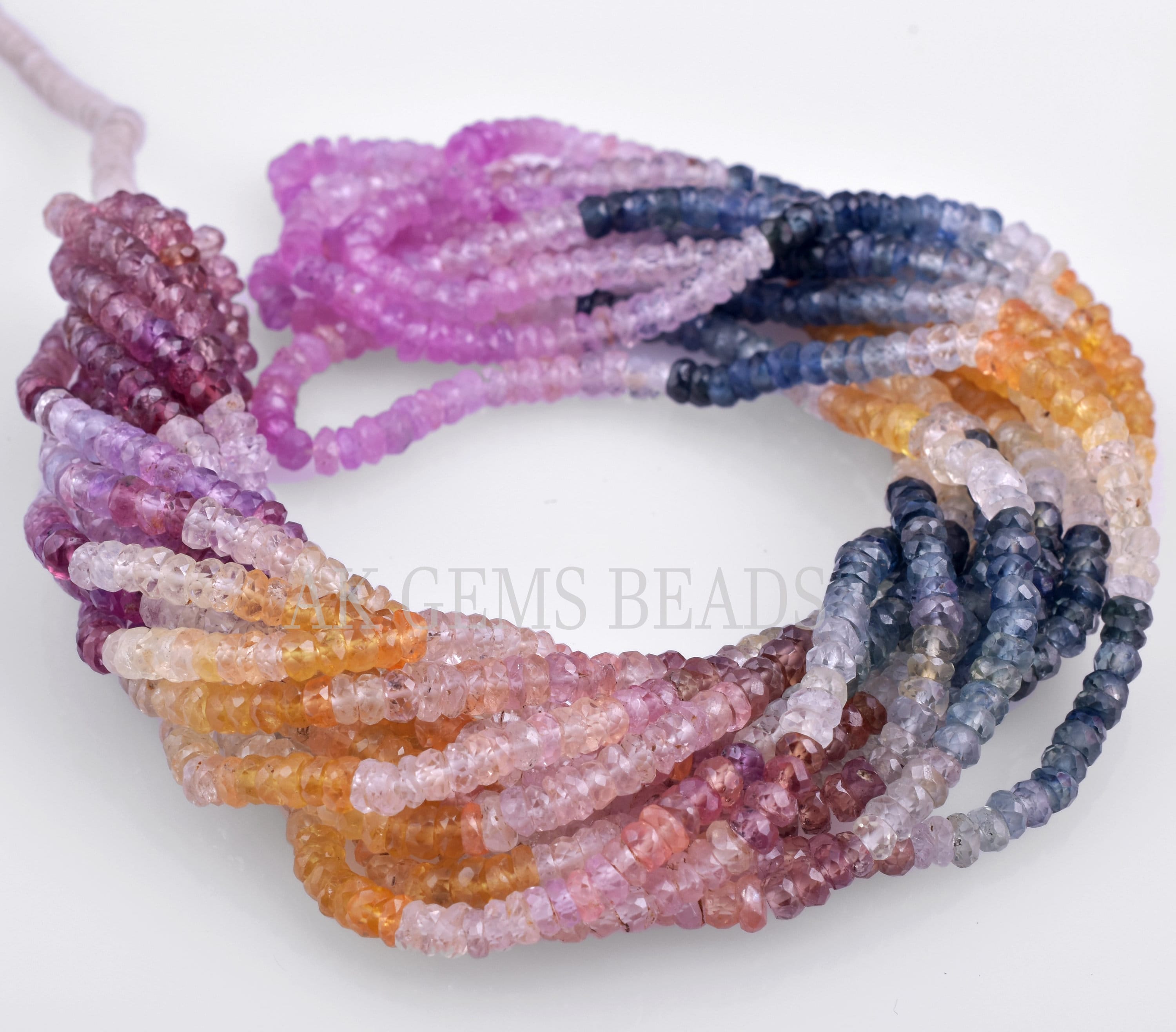 Natural Multi Precious Stone Faceted Beads Strand Multi | Etsy