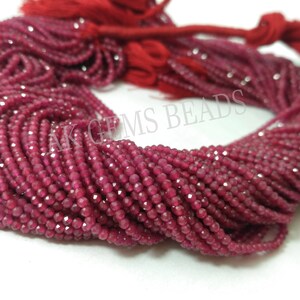 Tiny Red Spinel Faceted Rondelle Gemstone Beads Strand, Micro Red Ruby ...