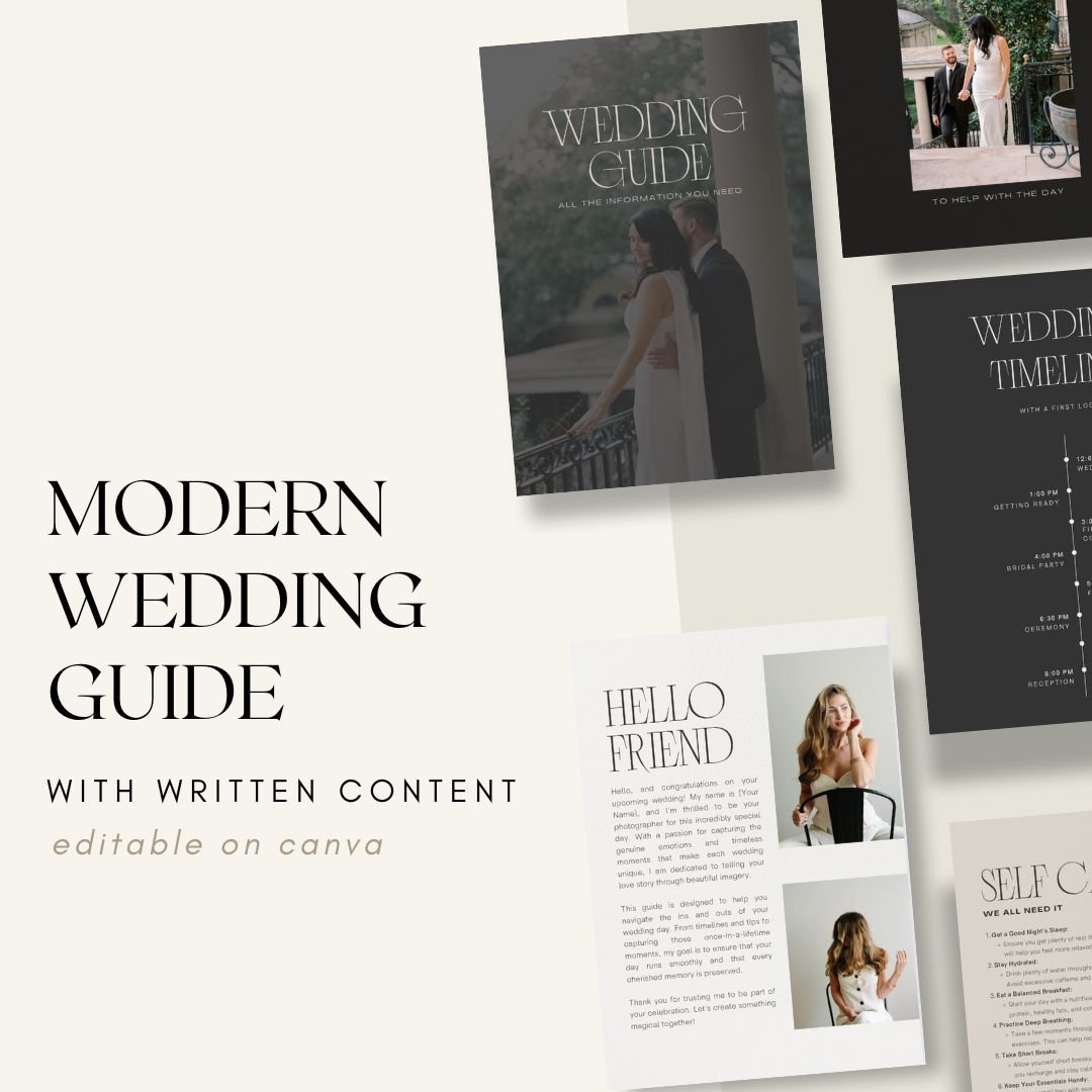 Modern Wedding Guide Template, Wedding Day Tips | Customizable on Canva ...