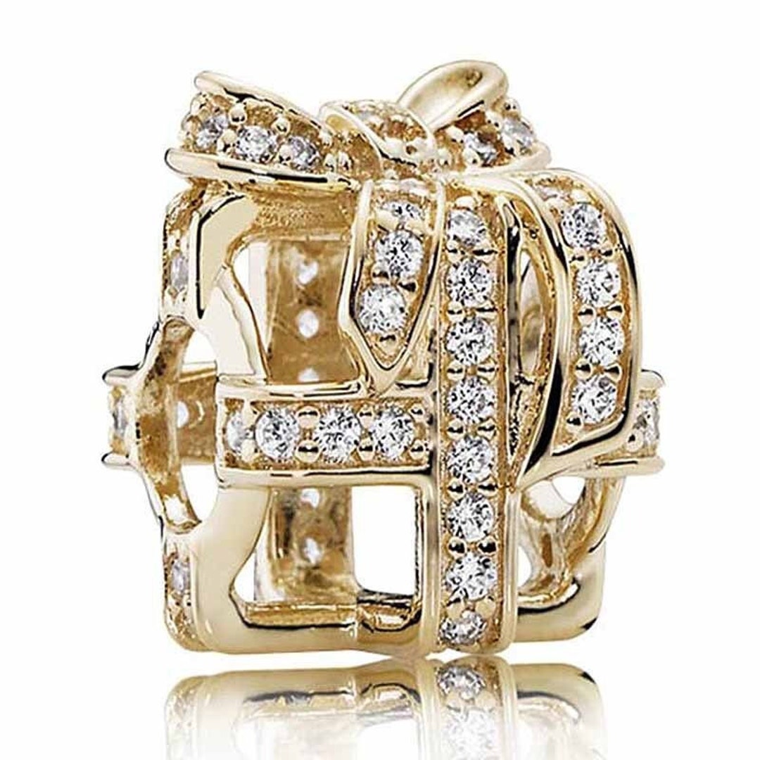 925 Sterling Silver Gold Christmas Wrapped up Charm Fits - Etsy