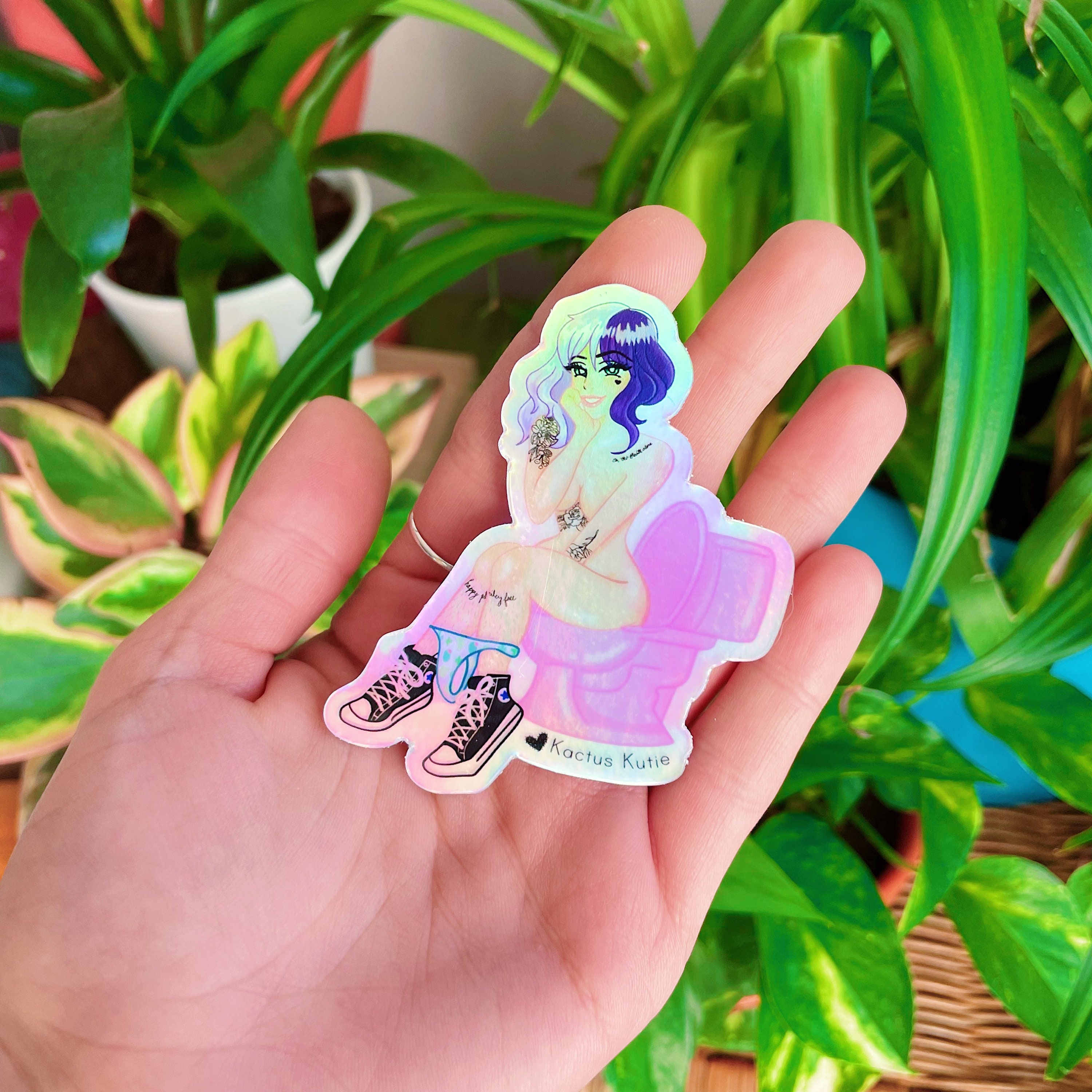 Holographic Sticker Pee Kween - Etsy