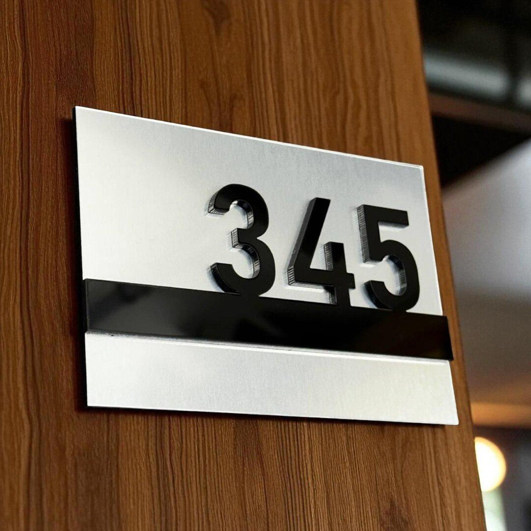 Custom Number Plaques. Black Number Room Signs. Apartment Numbers ...