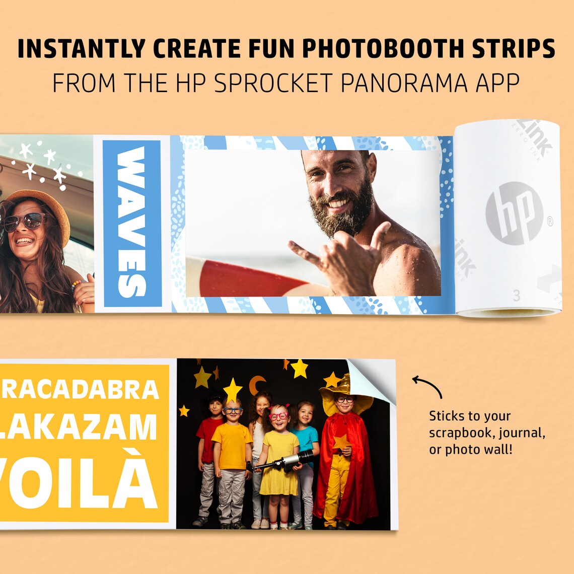 HP Sprocket Panorama Instant Label Printer & Photo Printer 2” X .5”- 9 ...