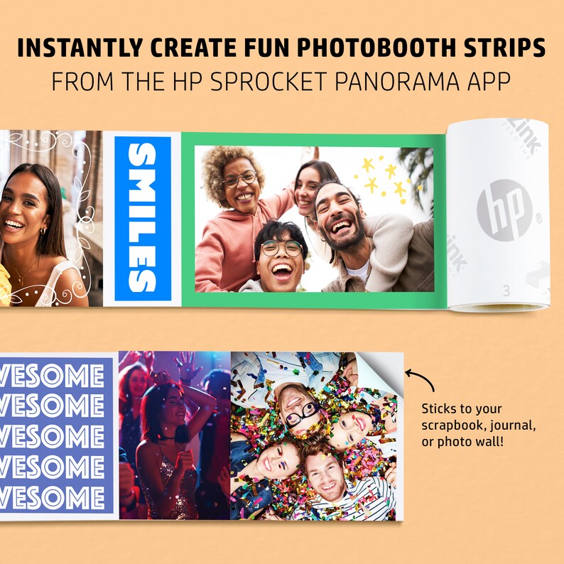 HP Sprocket Panorama Portable, Instant Label Printer & Photo Printer 2 ...