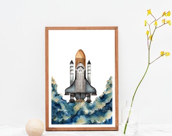 Rocket Ship Art | Etsy