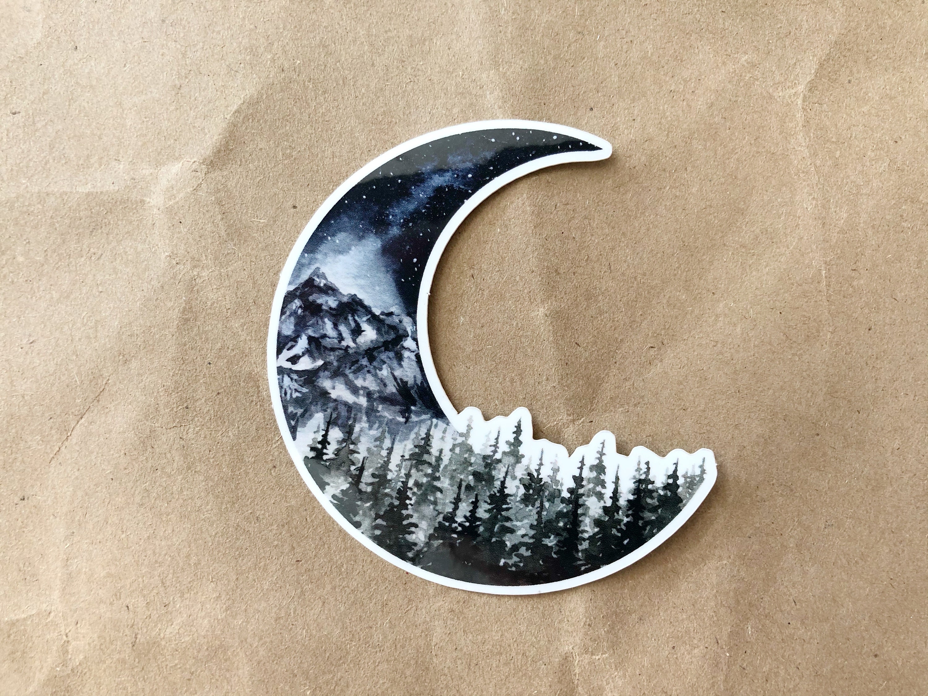 Crescent Moon Sticker Adventure Sticker Scrapbooking | Etsy