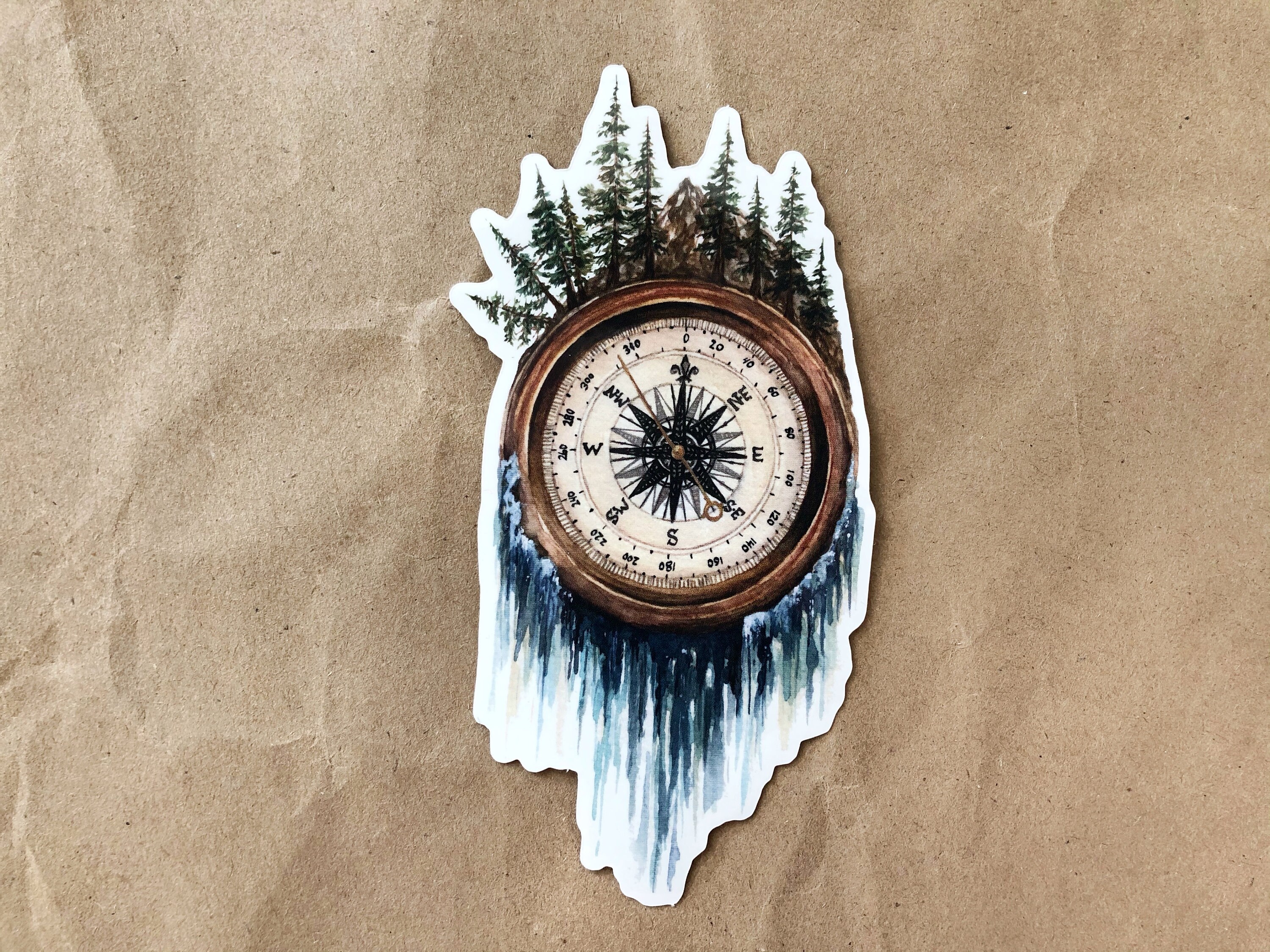 Travel Compass Glossy Vinyl Sticker Adventure Wanderlust | Etsy