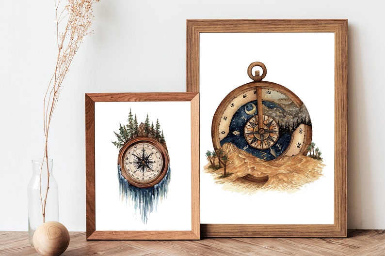 Watercolor Compass Art Print: Travel Adventure Theme - Etsy New Zealand