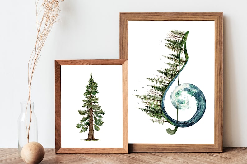 Treble Clef Watercolor Art Print: Musical Note Wall Decor - Etsy