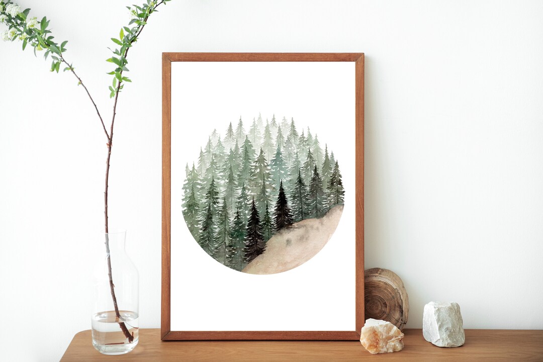 Printable Pine Trees Watercolor Art Print- Wilderness Theme Nursery ...