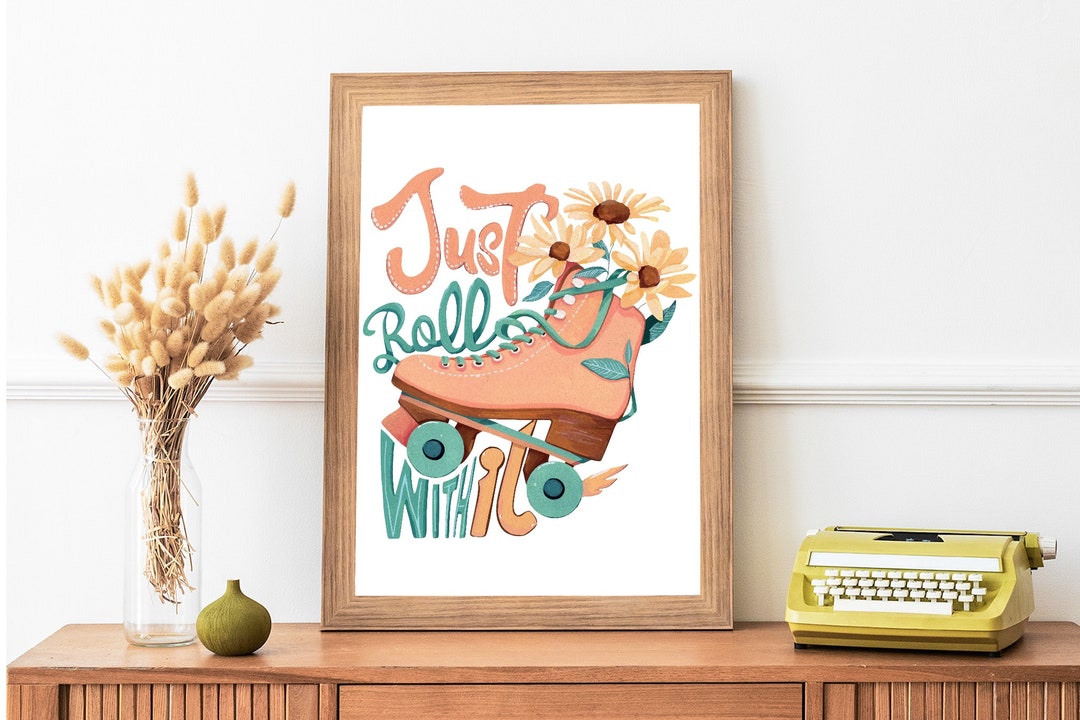 Retro Roller Skate Art Print: 70s Pastel Illustration - Etsy