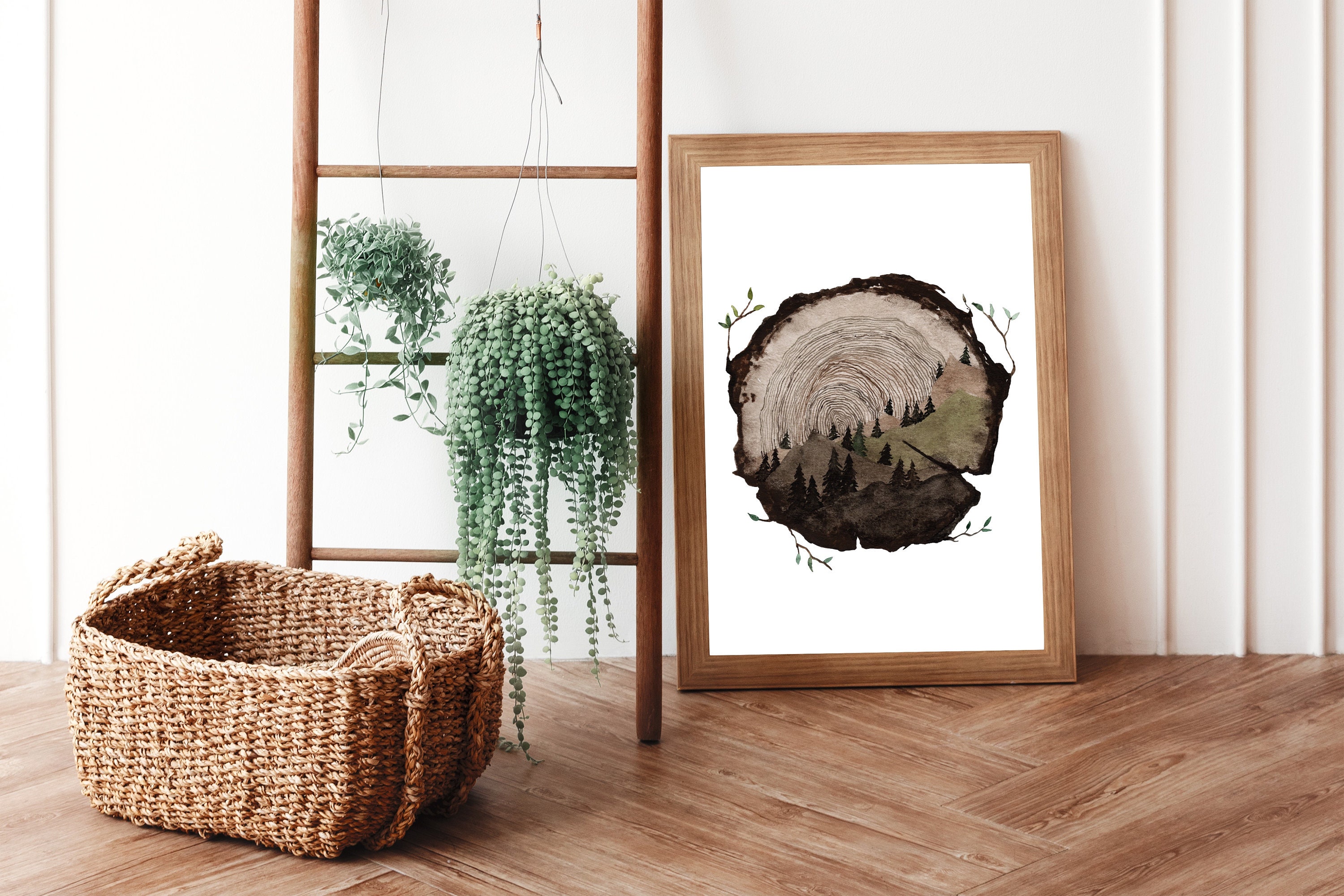 Tree Ring Watercolor Painting Art Print Wood Slice Poster - Etsy Canada