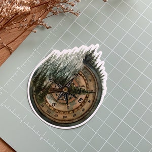 Vinyl Watercolor Compass Sticker- Adventure Sticker- Hydro Flask ...
