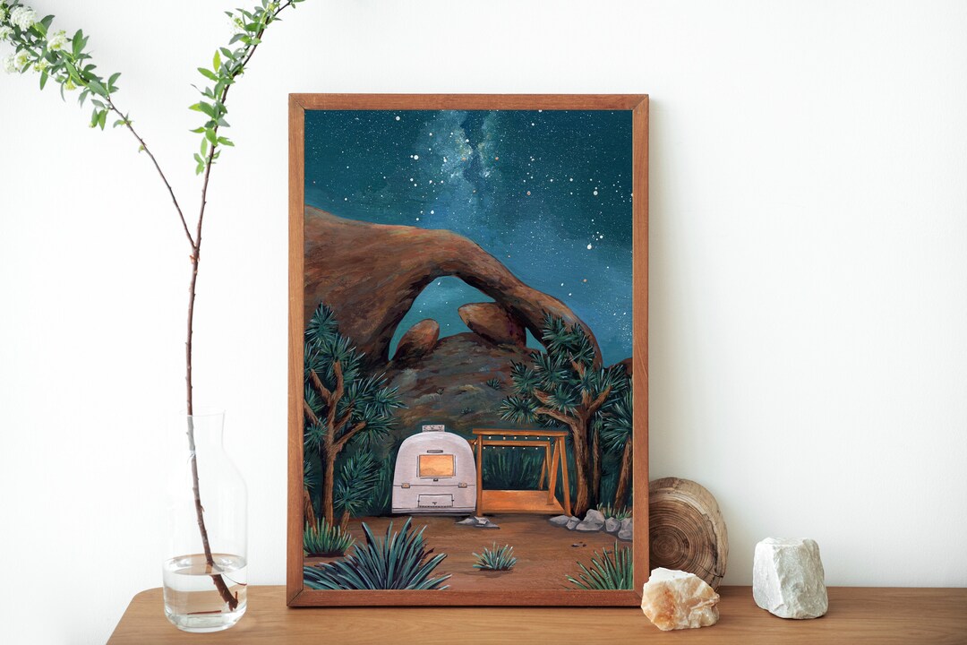 Joshua Tree National Park Painting Art Print- Gouache California Desert ...