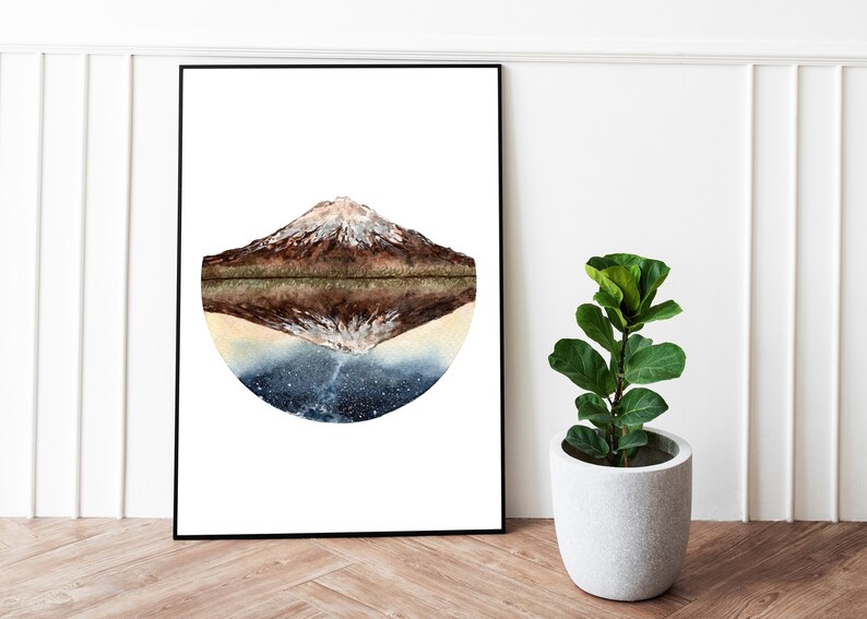Mount Taranaki Watercolor Painting Art Print New Zealand | Etsy