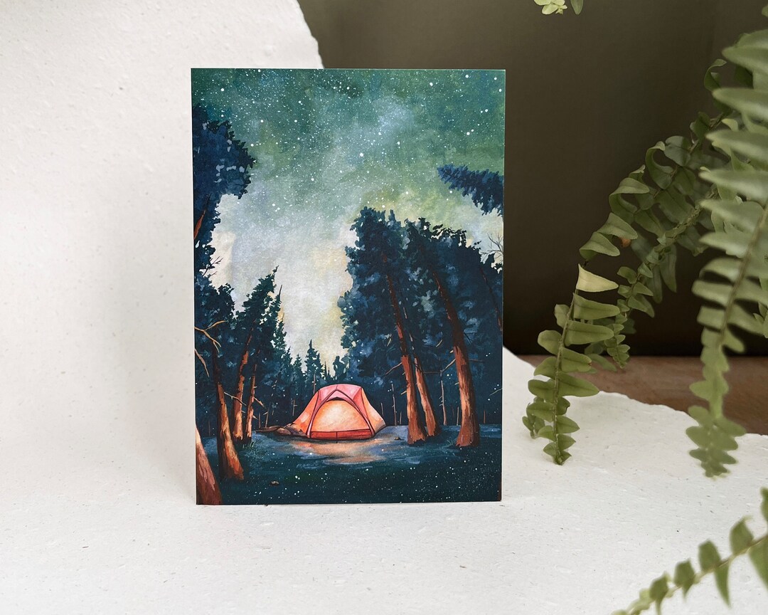 Blank Camping Adventure Greeting Card- Camping in the Woods- Firefly ...