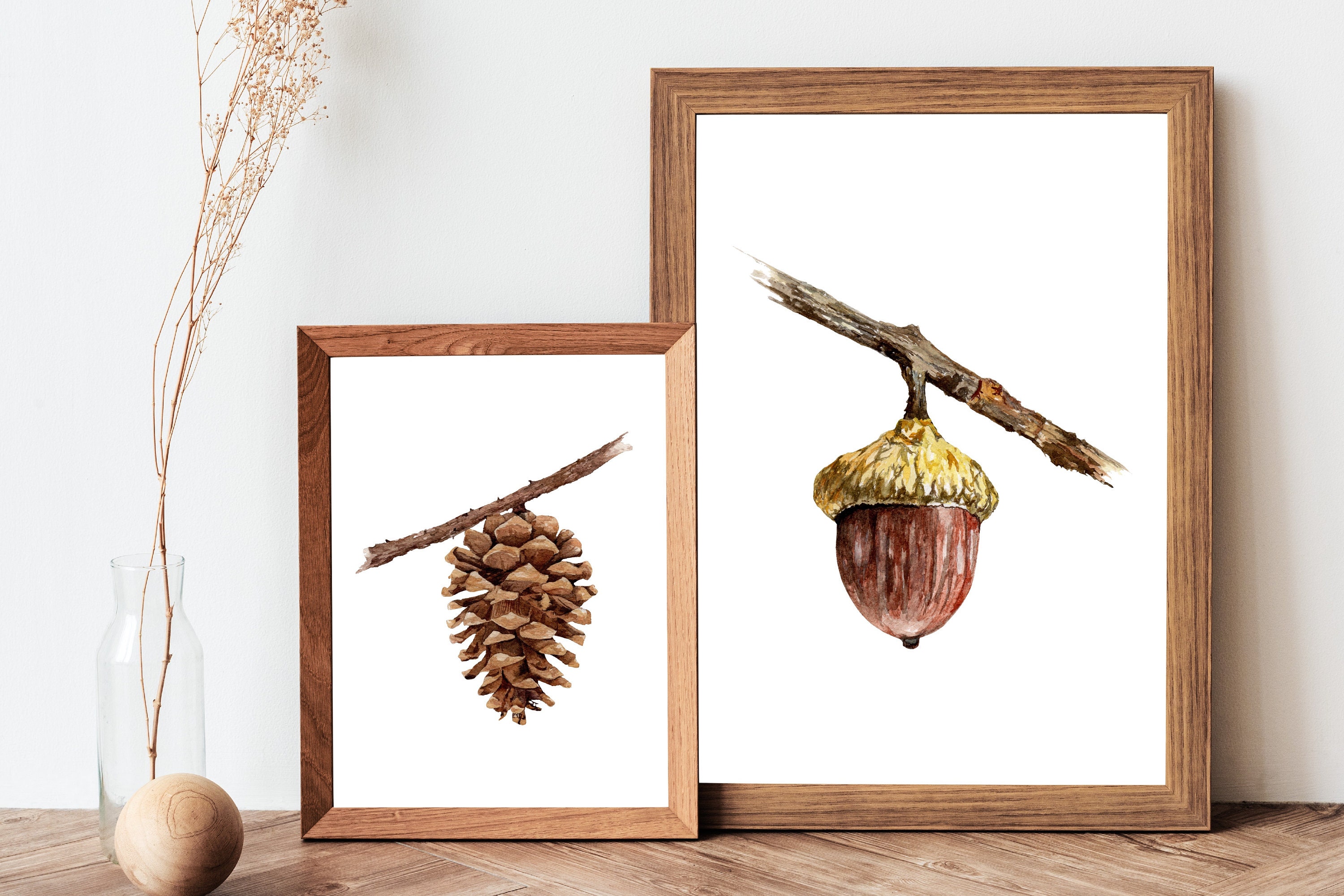 Watercolor Acorn Botanical Painting Printable Art Print | Etsy