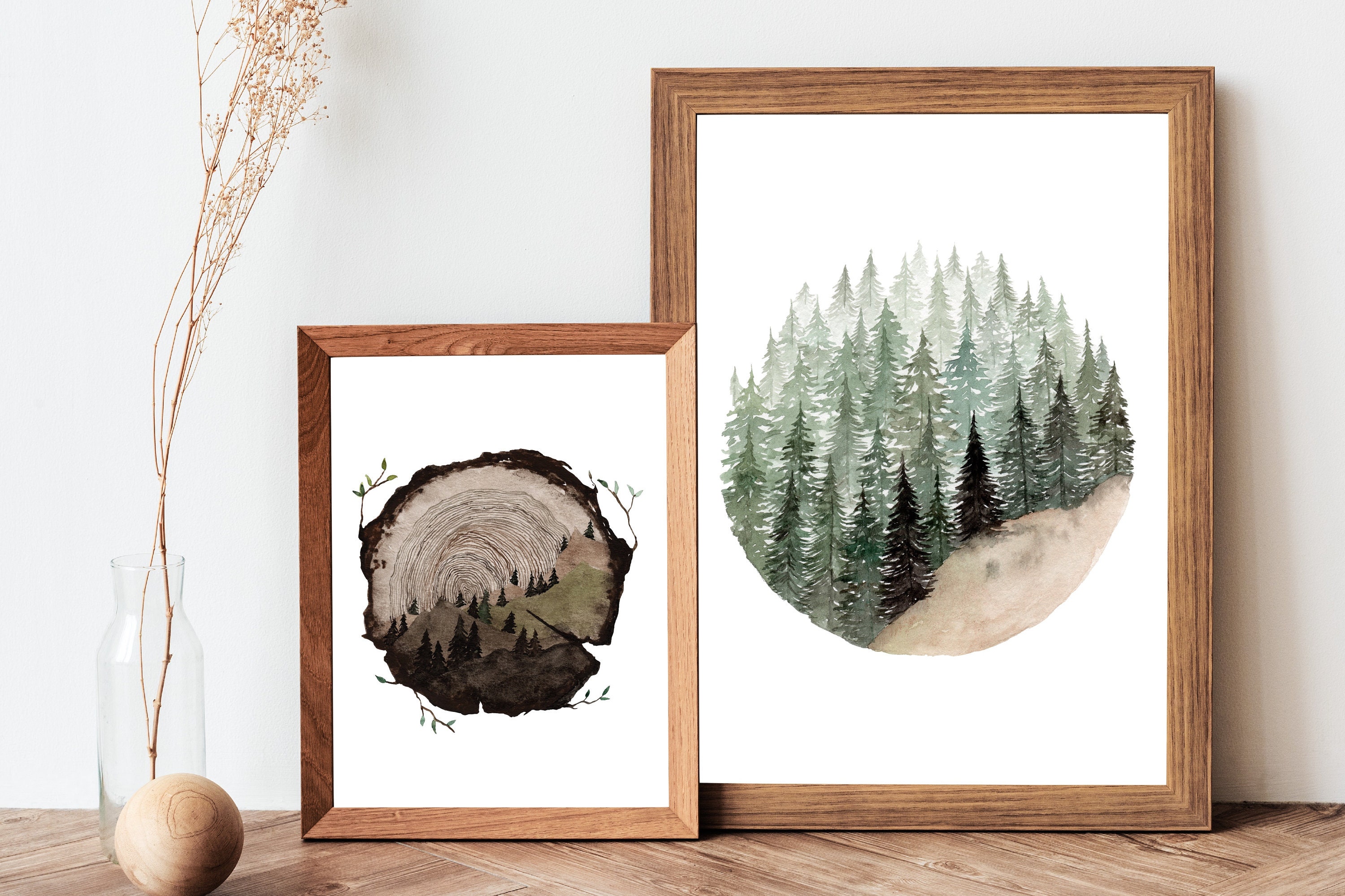 Tree Ring Watercolor Painting Art Print Wood Slice Poster - Etsy Canada