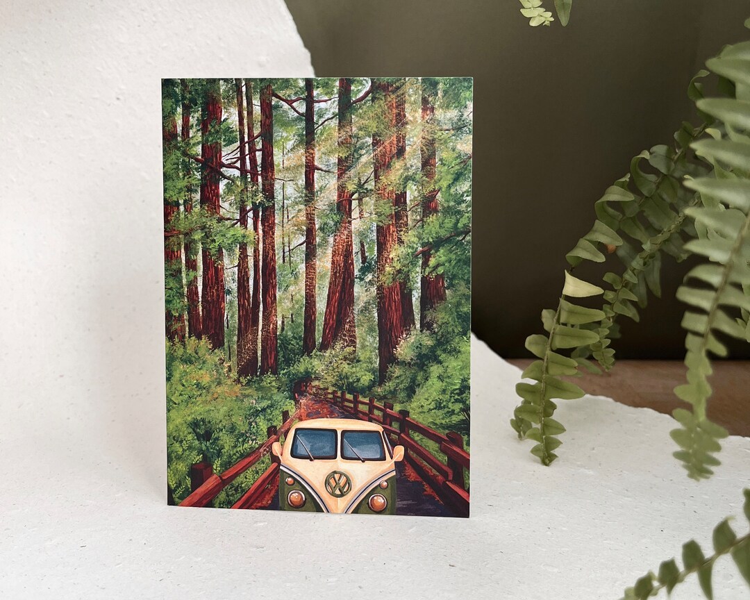 Redwoods Road Trip Greeting Card: Wilderness Art Notecard - Etsy