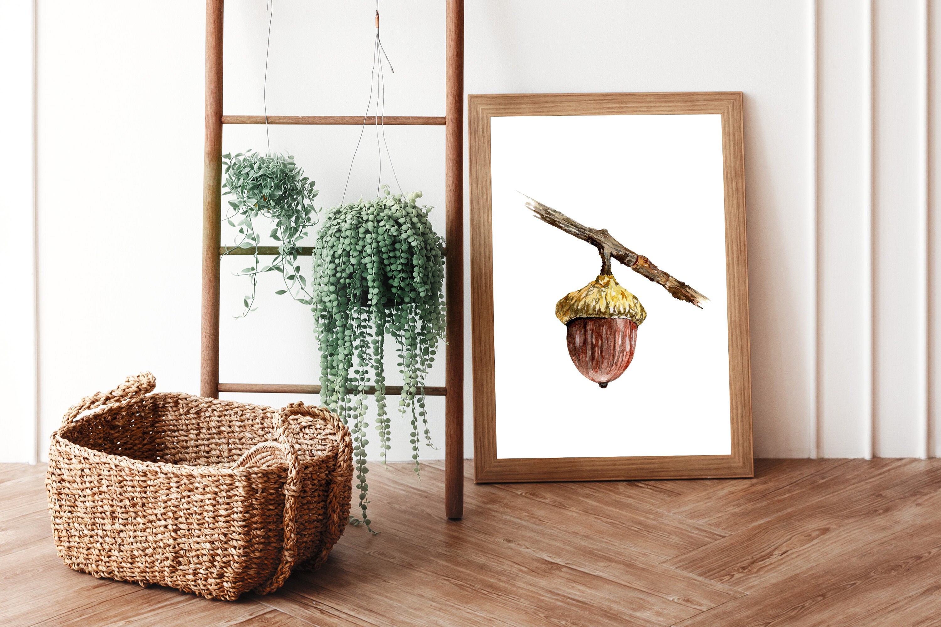 Watercolor Acorn Botanical Painting Printable Art Print | Etsy