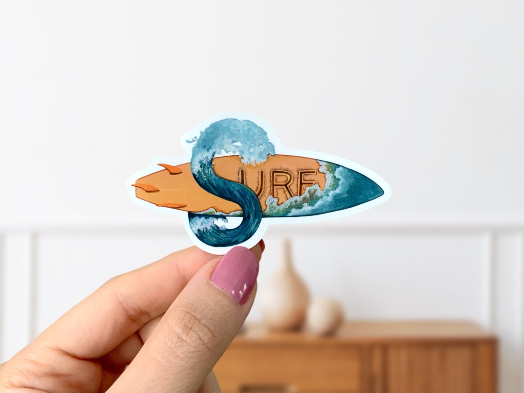 Retro Surfing Glossy Vinyl Sticker- Diecut Surfboard Sticker- Beach ...