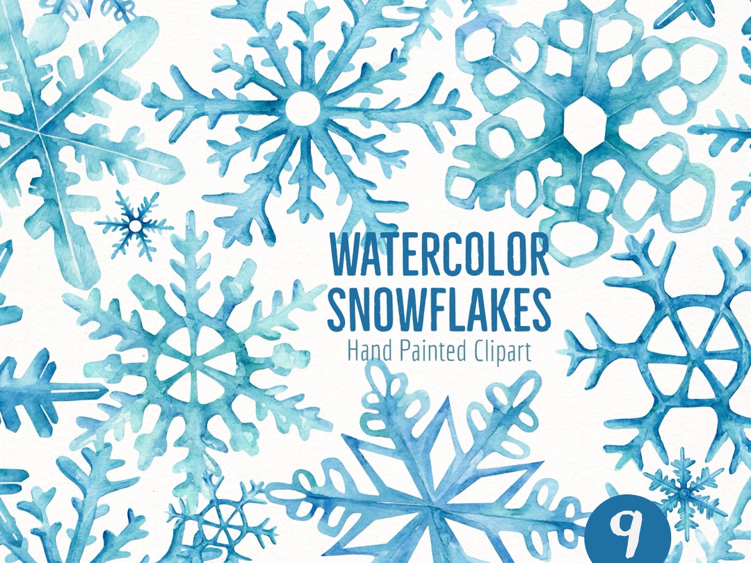Watercolor Snowflake Clipart: Hand-painted Winter Graphics (digital ...