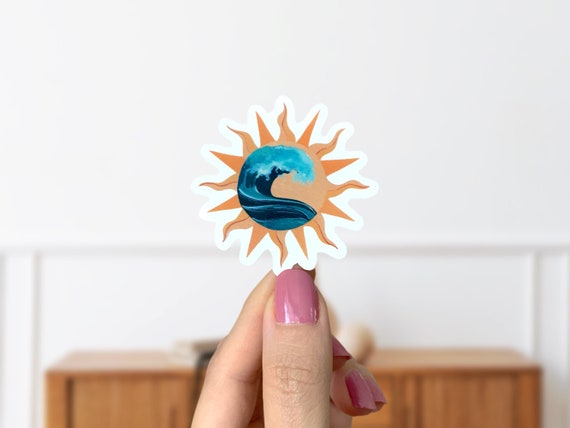 Sun Wave Surfing Glossy Vinyl Sticker Diecut Beach Hydro - Etsy