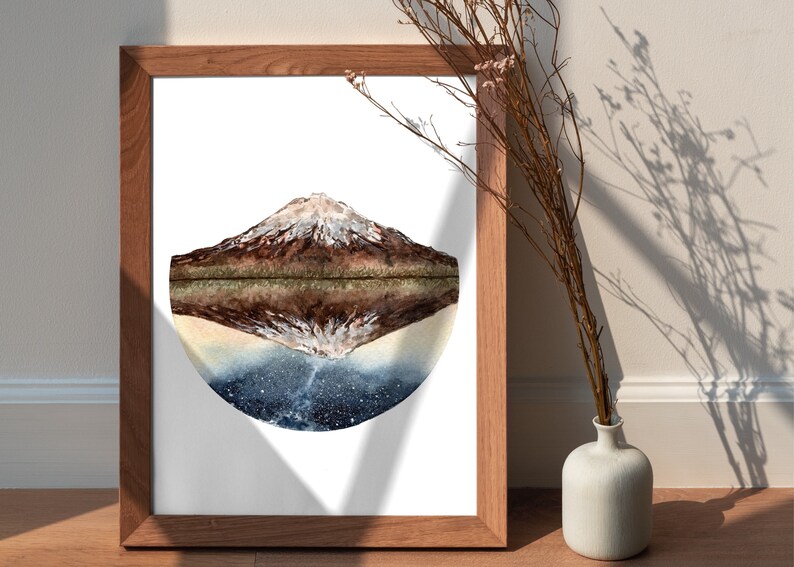 Mount Taranaki Watercolor Painting Art Print New Zealand | Etsy