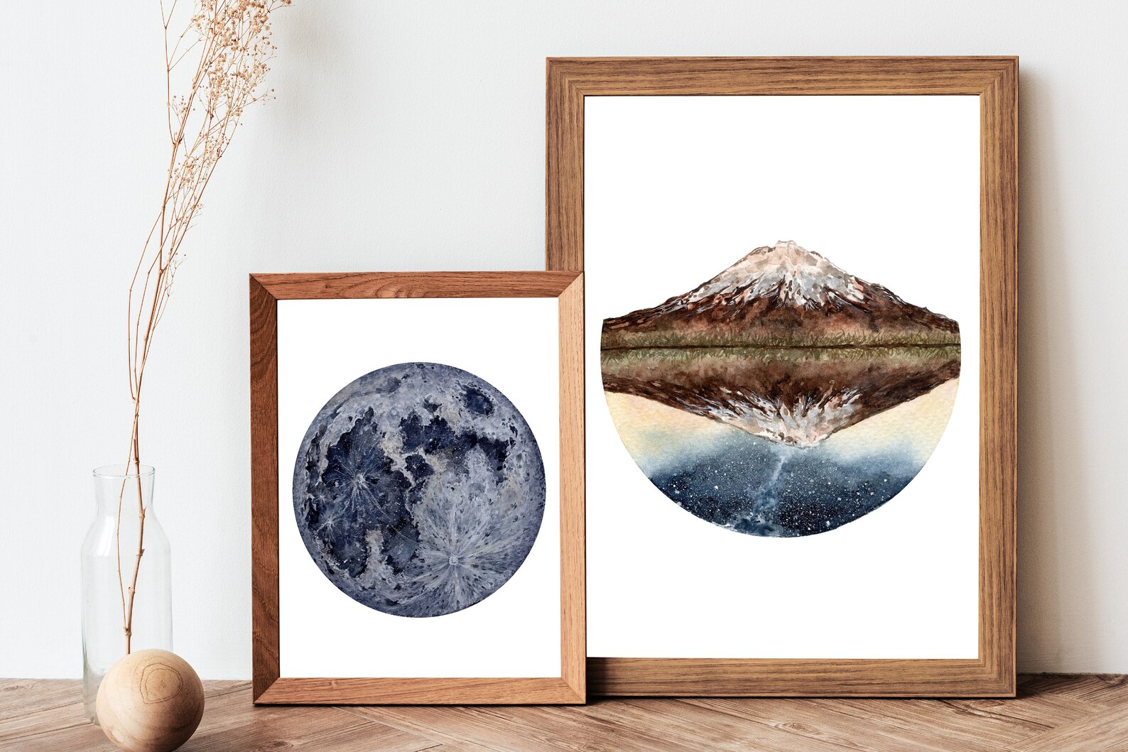 Watercolor Indigo Full Moon Painting Art Print Moon Illustration Poster ...