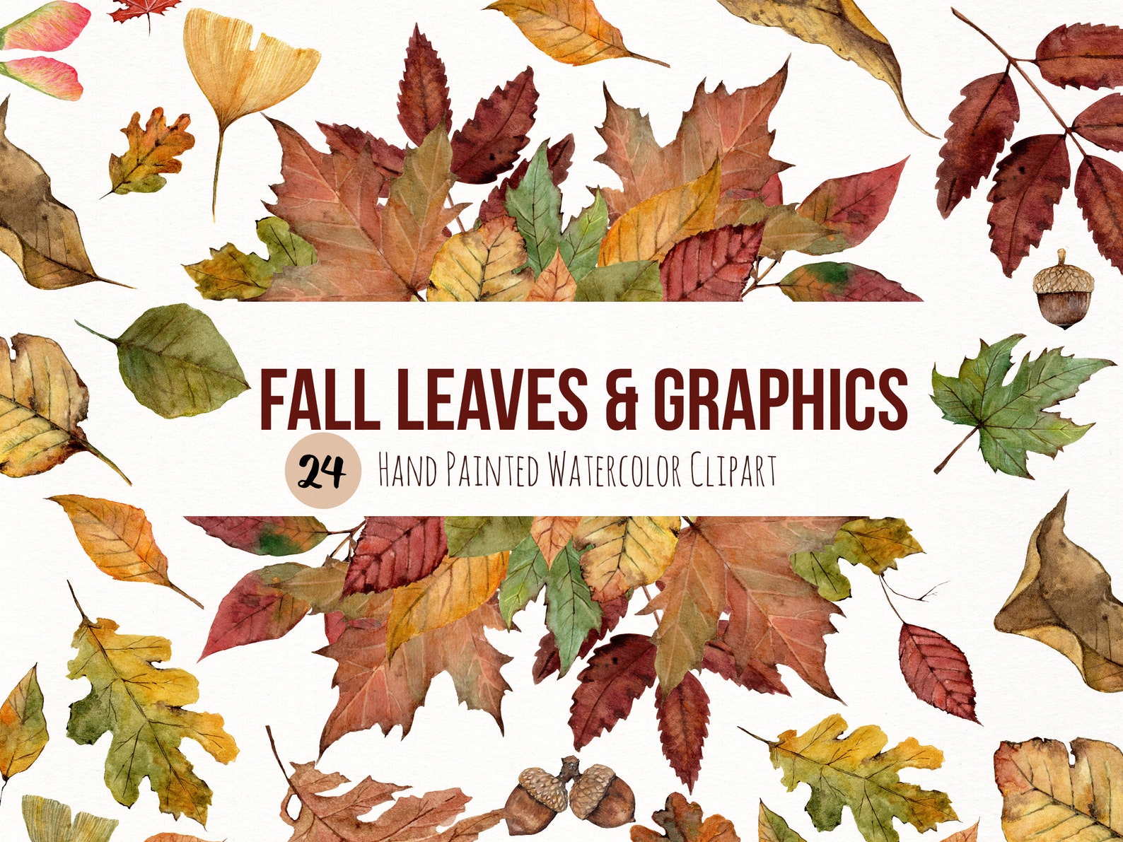 Watercolor Autumn Leaves Clipart Fall Leaf Hand Painted Clip - Etsy