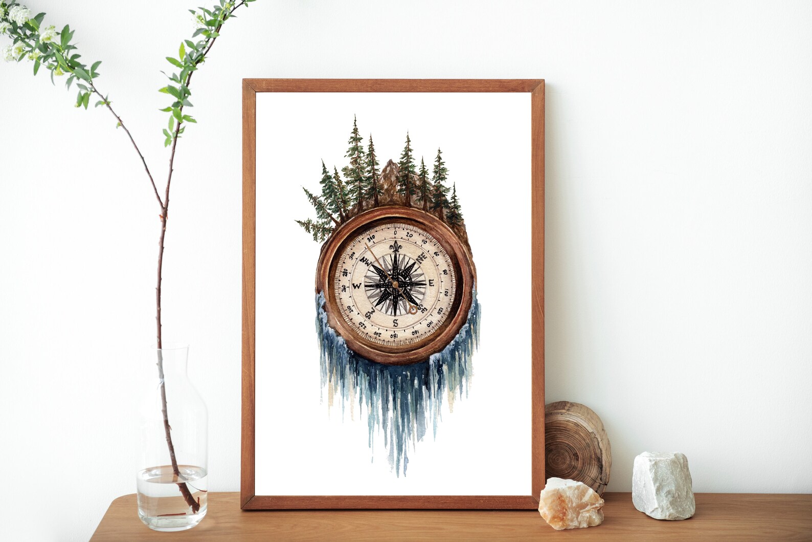 Watercolor Compass Explorer Painting Art Print Original | Etsy