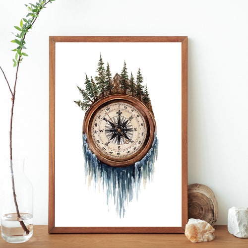 Compass Rose Watercolor Print - Etsy