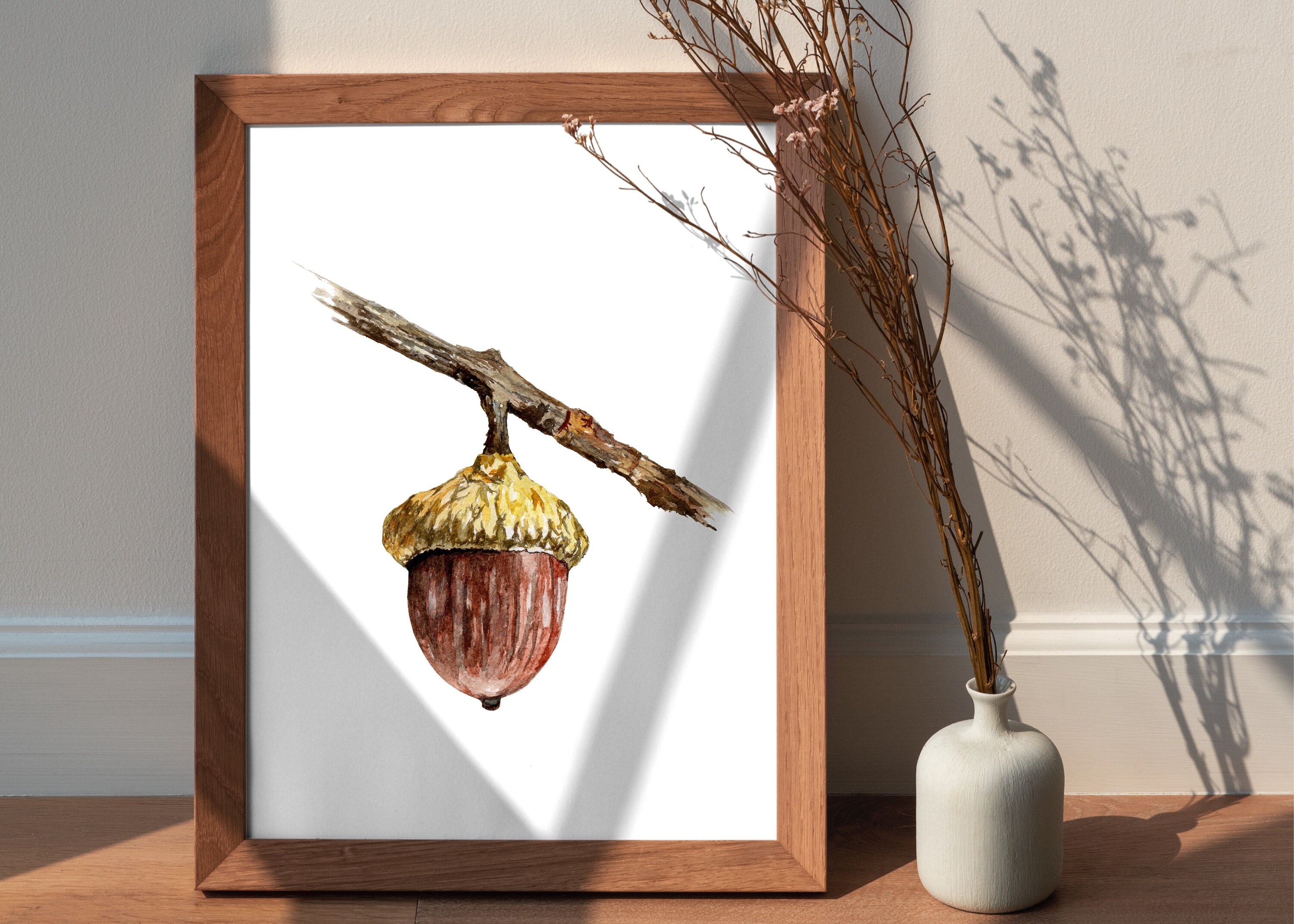 Watercolor Acorn Botanical Painting Printable Art Print | Etsy