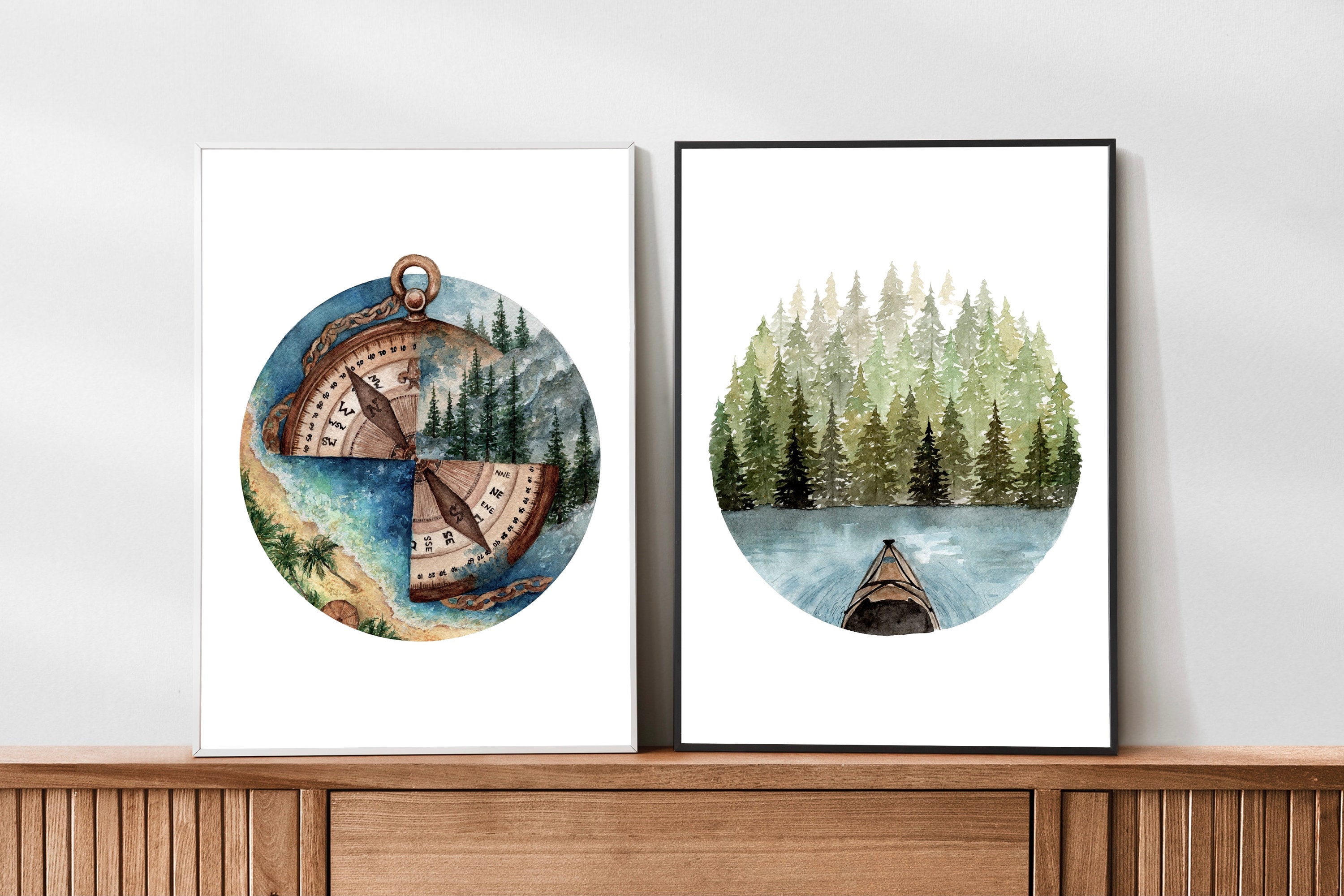 Watercolor Compass Painting Art Print Travel Poster Compass | Etsy