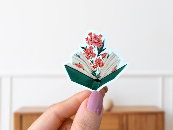 Flower Book Glossy Vinyl Diecut Sticker Floral Bookish - Etsy
