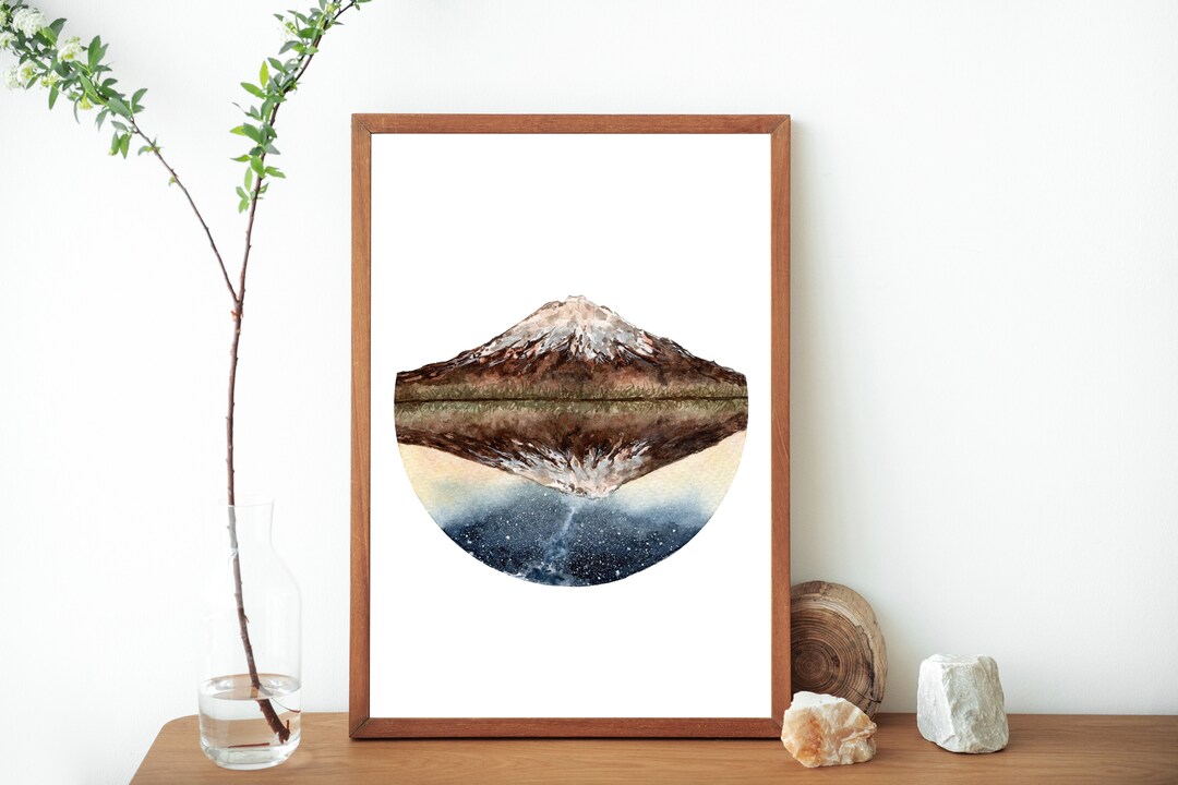 Mount Taranaki Watercolor Painting Art Print- New Zealand Nature ...