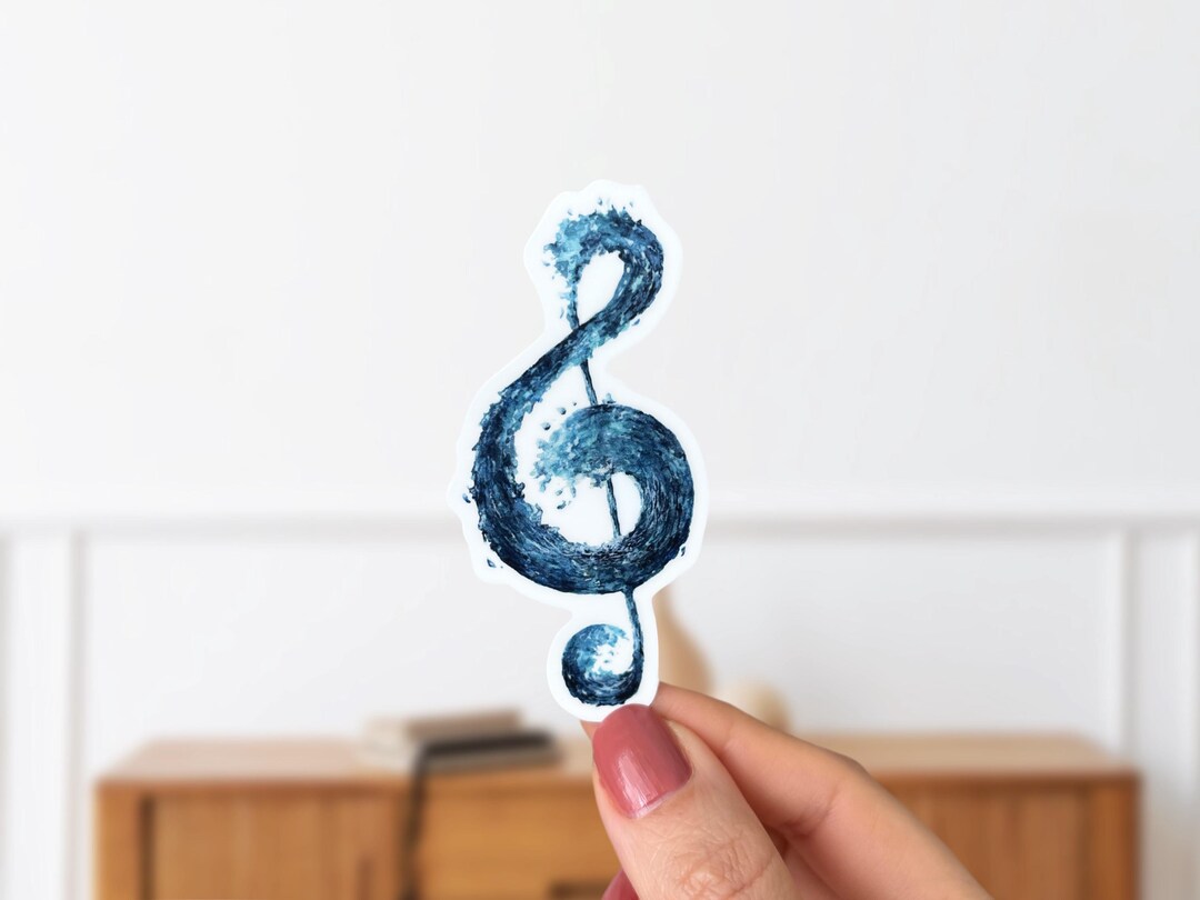 Treble Clef Matte Ocean Wave Music Sticker- Musical Note Vinyl Sticker ...