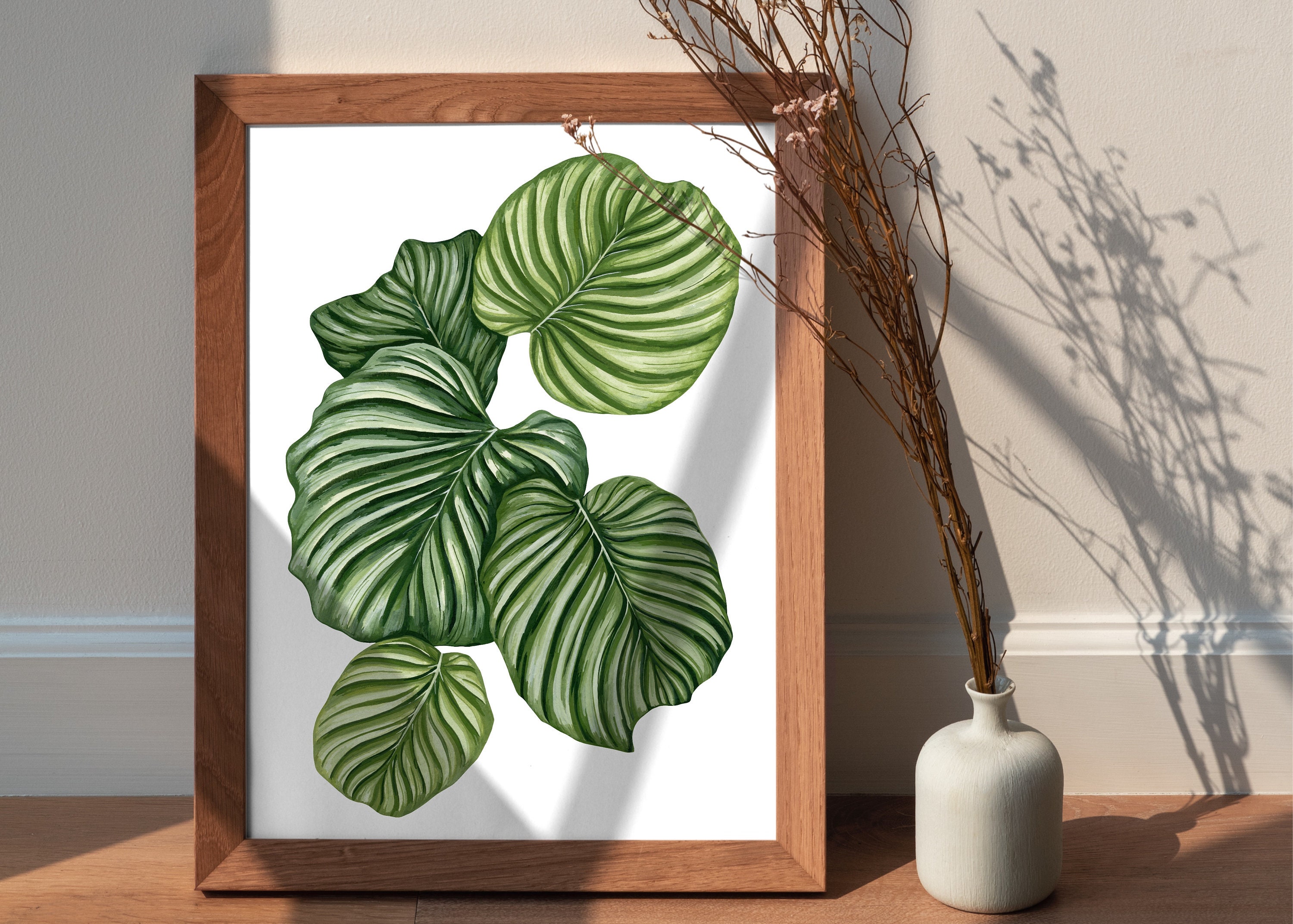 Calathea Orbifolia Art Print: Botanical Gouache Painting - Etsy