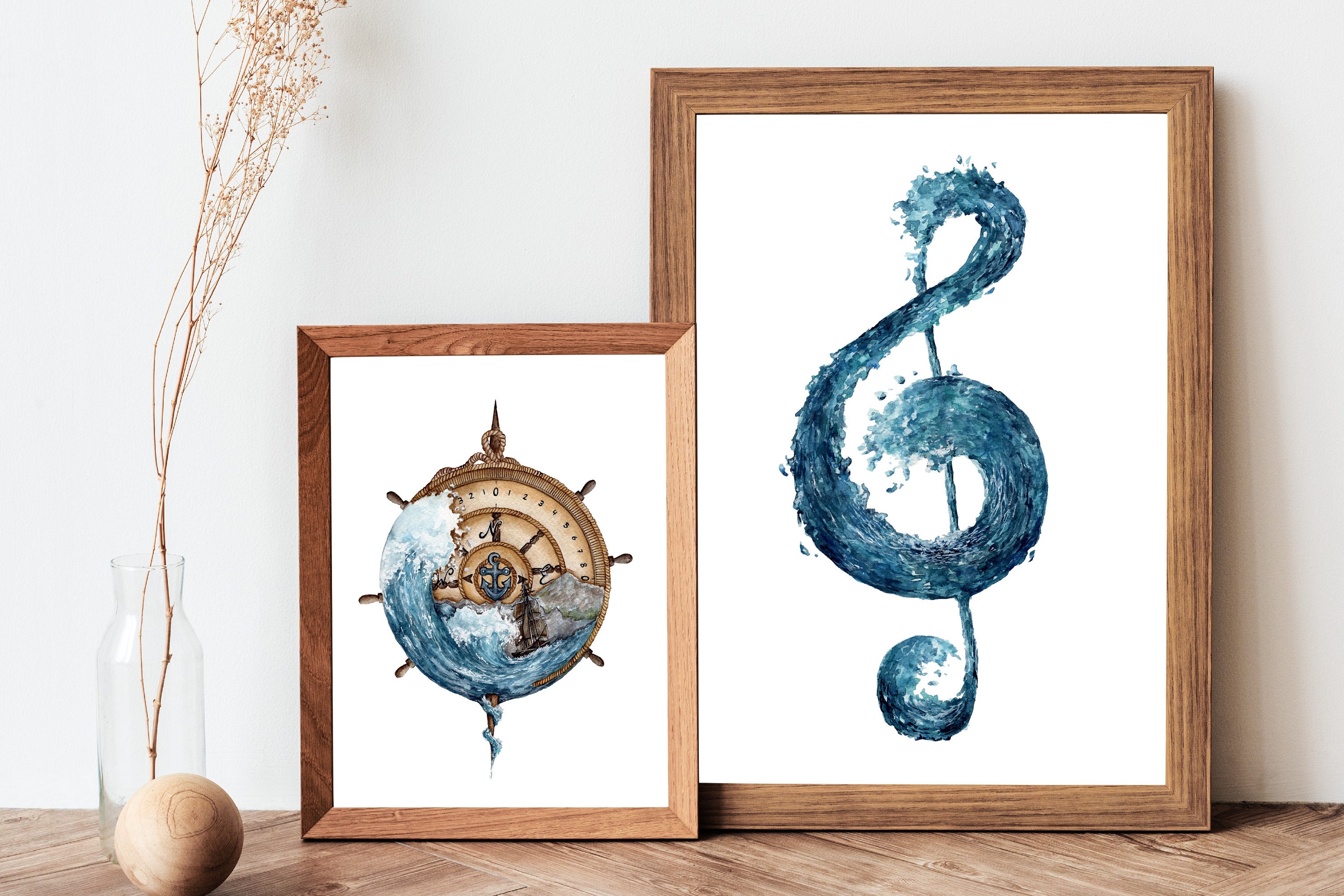 Watercolor Compass Painting Art Print Nautical Wall Art - Etsy Canada