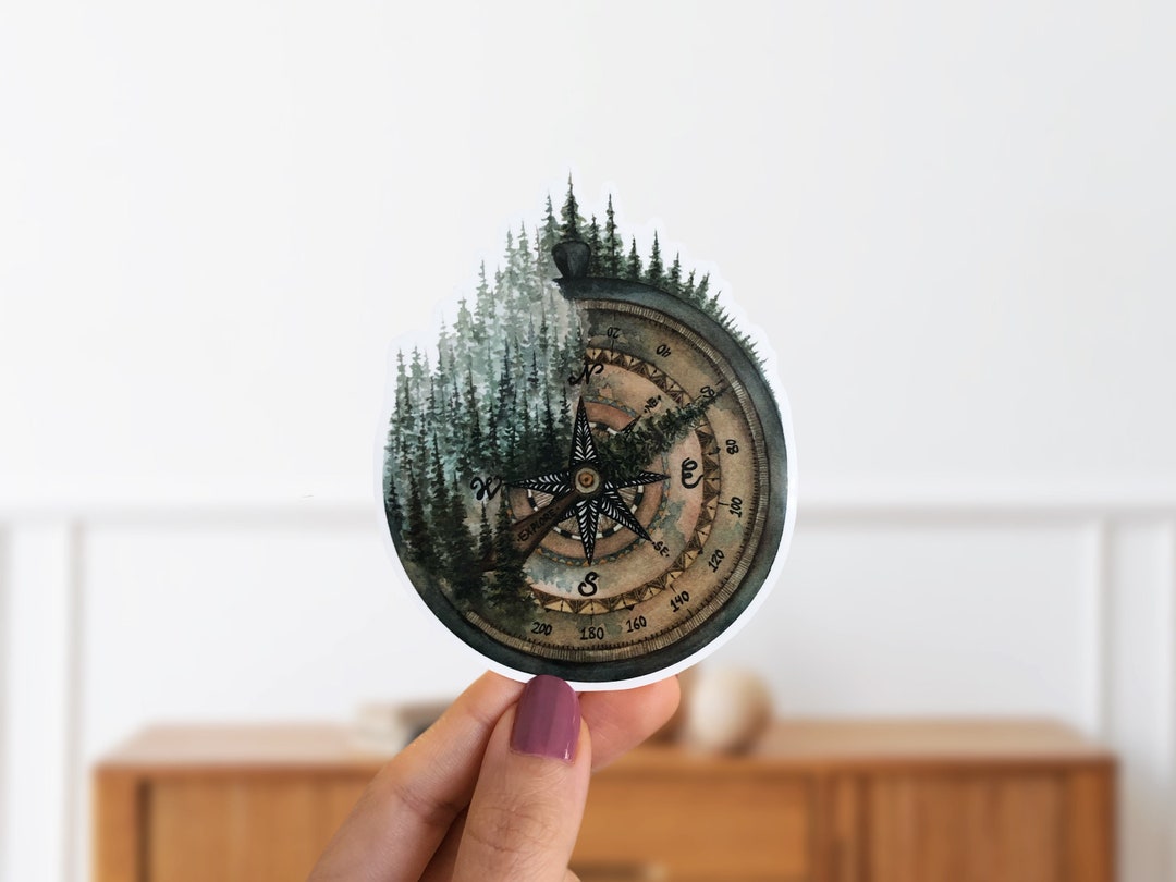Vinyl Watercolor Compass Sticker- Adventure Sticker- Hydro Flask ...