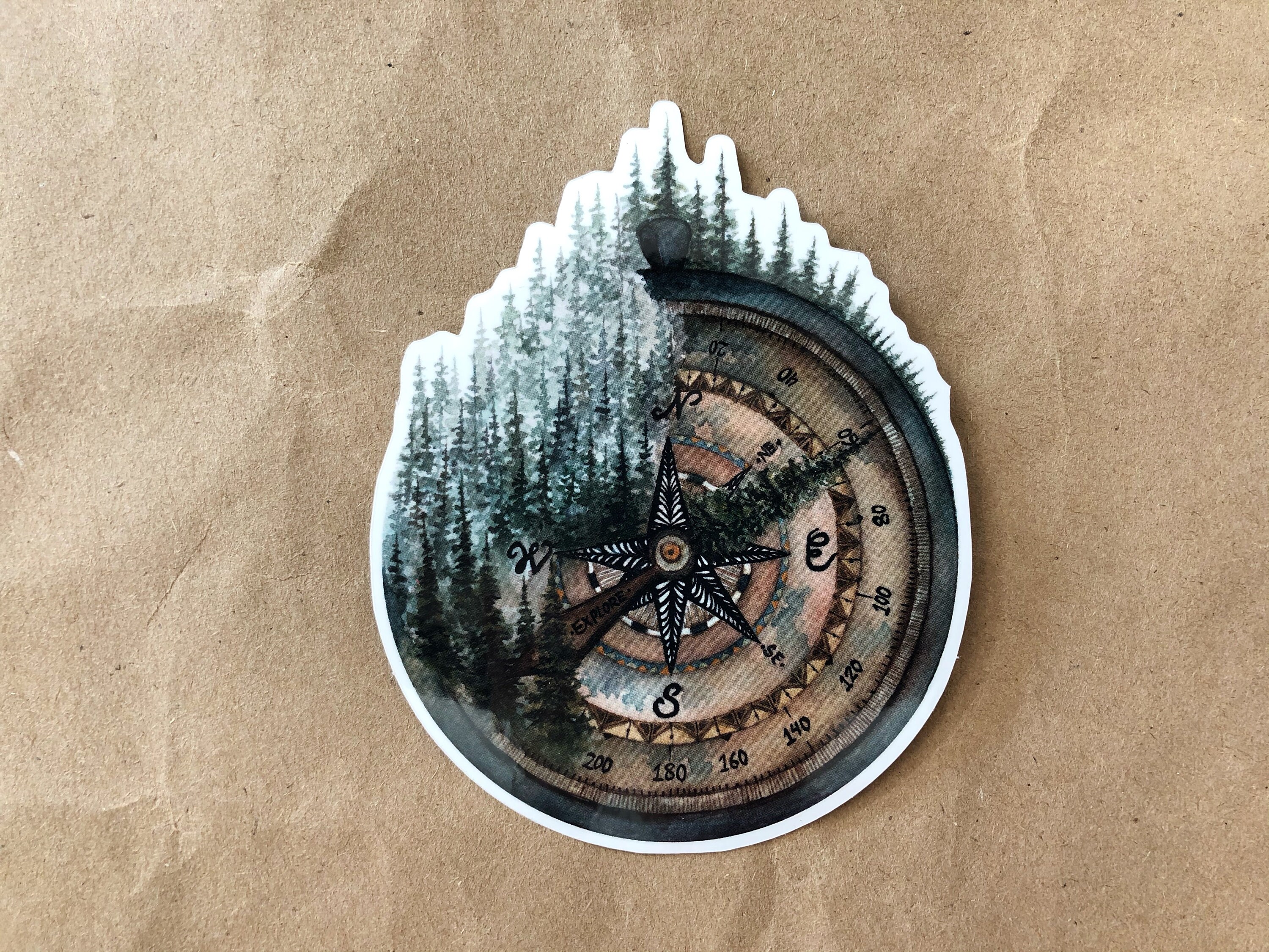 Vinyl Watercolor Compass Sticker Adventure Sticker Hydro | Etsy