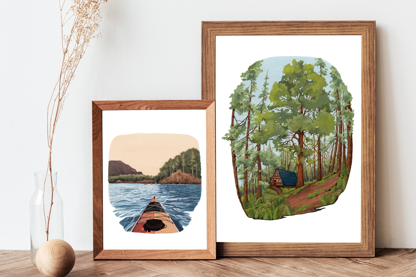 Woodland Cabin Painting Art Print Forest Art Print Cabin in - Etsy