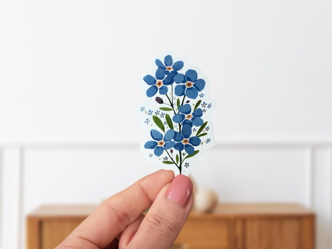 Forget Me Not Sticker: Glossy Blue Floral Decal - Weatherproof Vinyl - Etsy