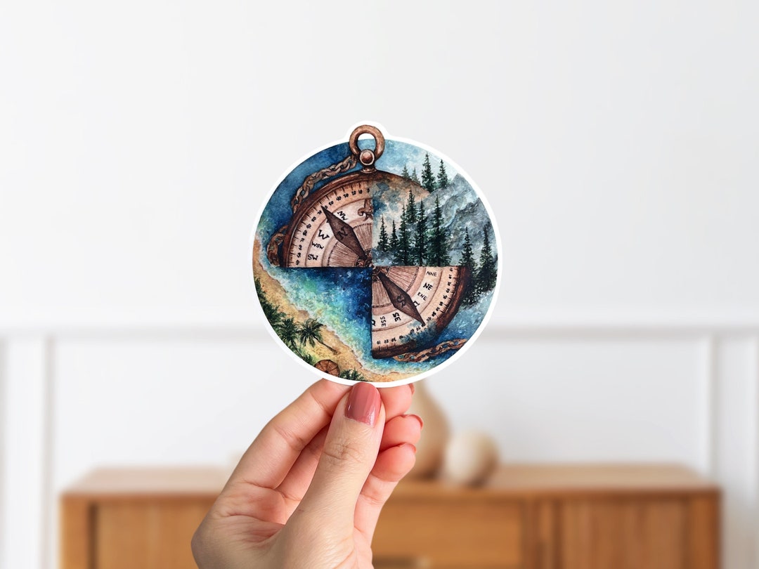 Adventure Compass Glossy Vinyl Sticker- Explore Travel Car Sticker- Die ...