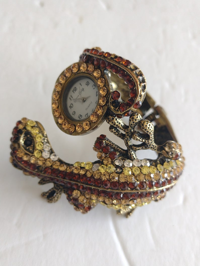 Jessica Carlyle Watch Vintage Rhinestone Lizard Watch - Etsy