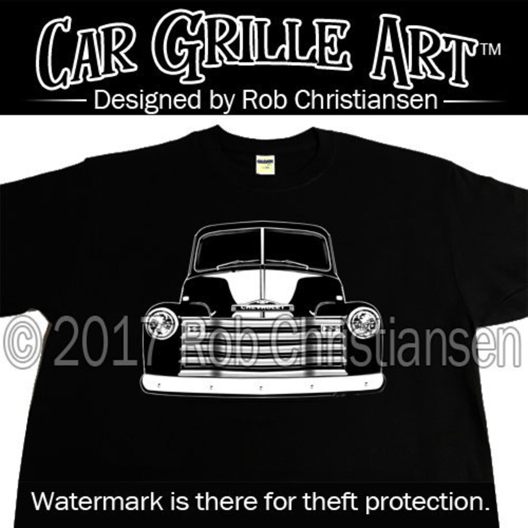 Car Grille Art™ T-shirt, Chevrolet 3100 Suburban 1947, 1948, 1950, 1951 ...